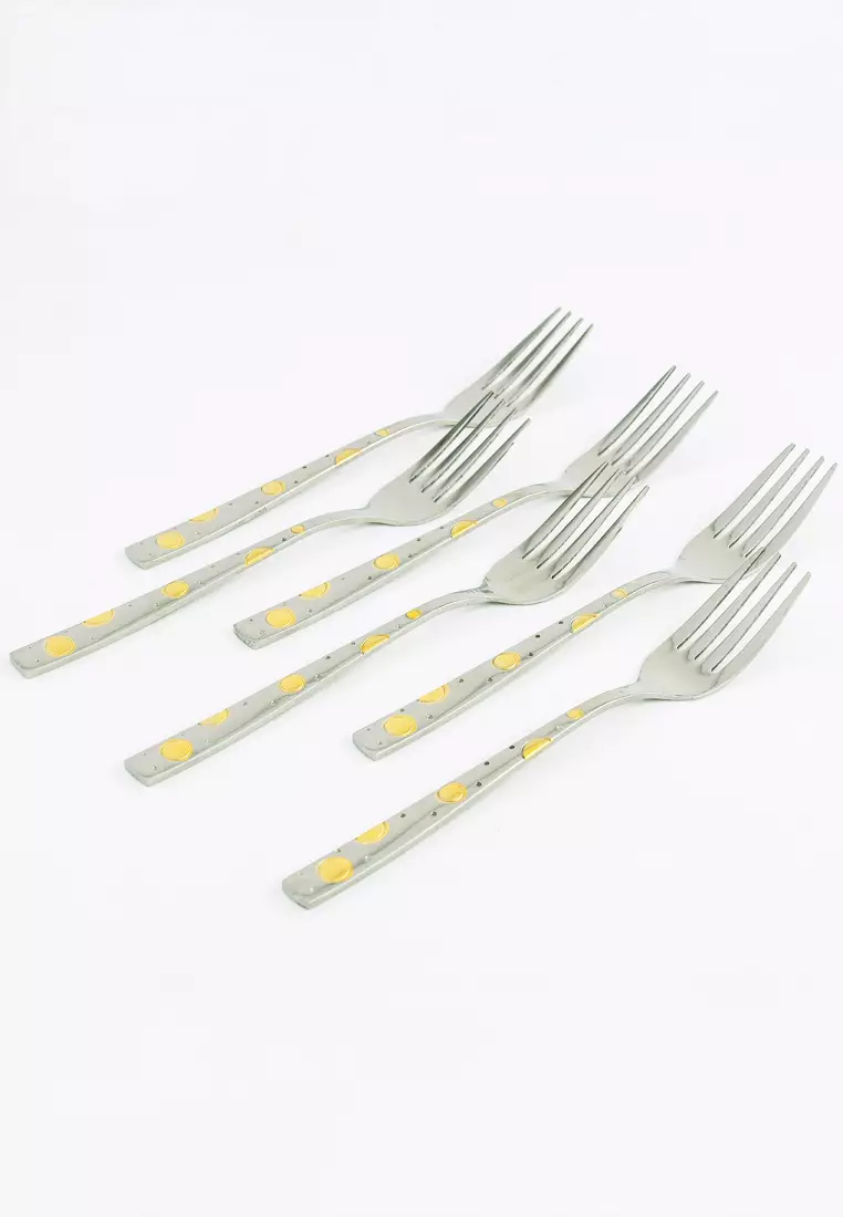 Buy QUEENS Queens 6 Pcs Stainless Steel Dinner Fork - Gilt Bubble ...