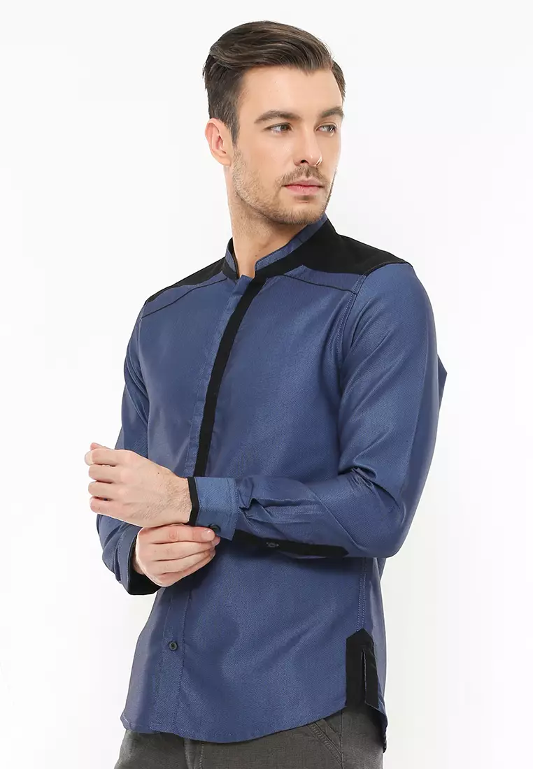 Jual LGS LGS - Slim Fit - Baju Koko - Two Tone Color - Biru - JSH.383 ...