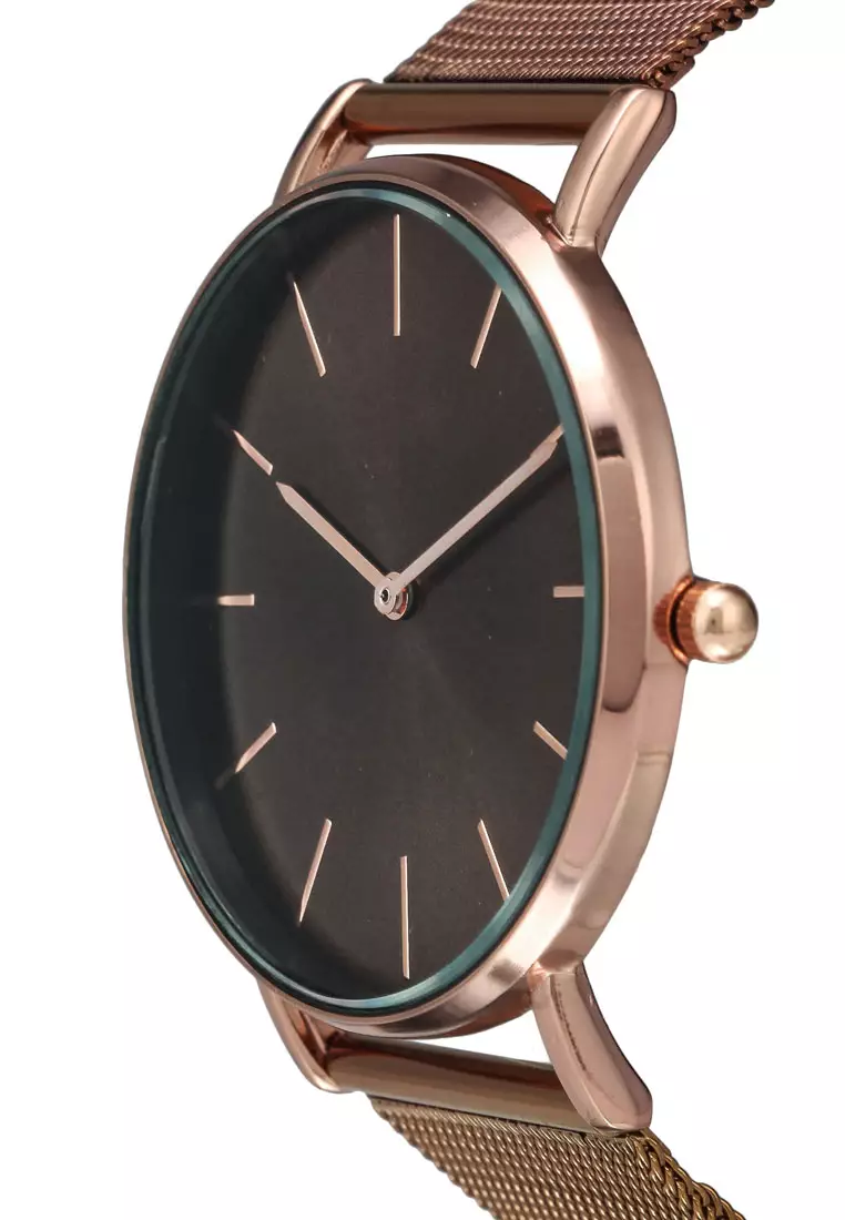 Buy NUVEAU Round Face Bronze Mesh Strap Watch 2024 Online | ZALORA
