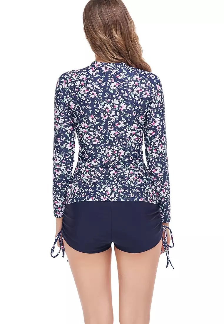 Buy B-CODE LYM3006 European Style Long Sleeve Rush Guard Swimwear Navy ...