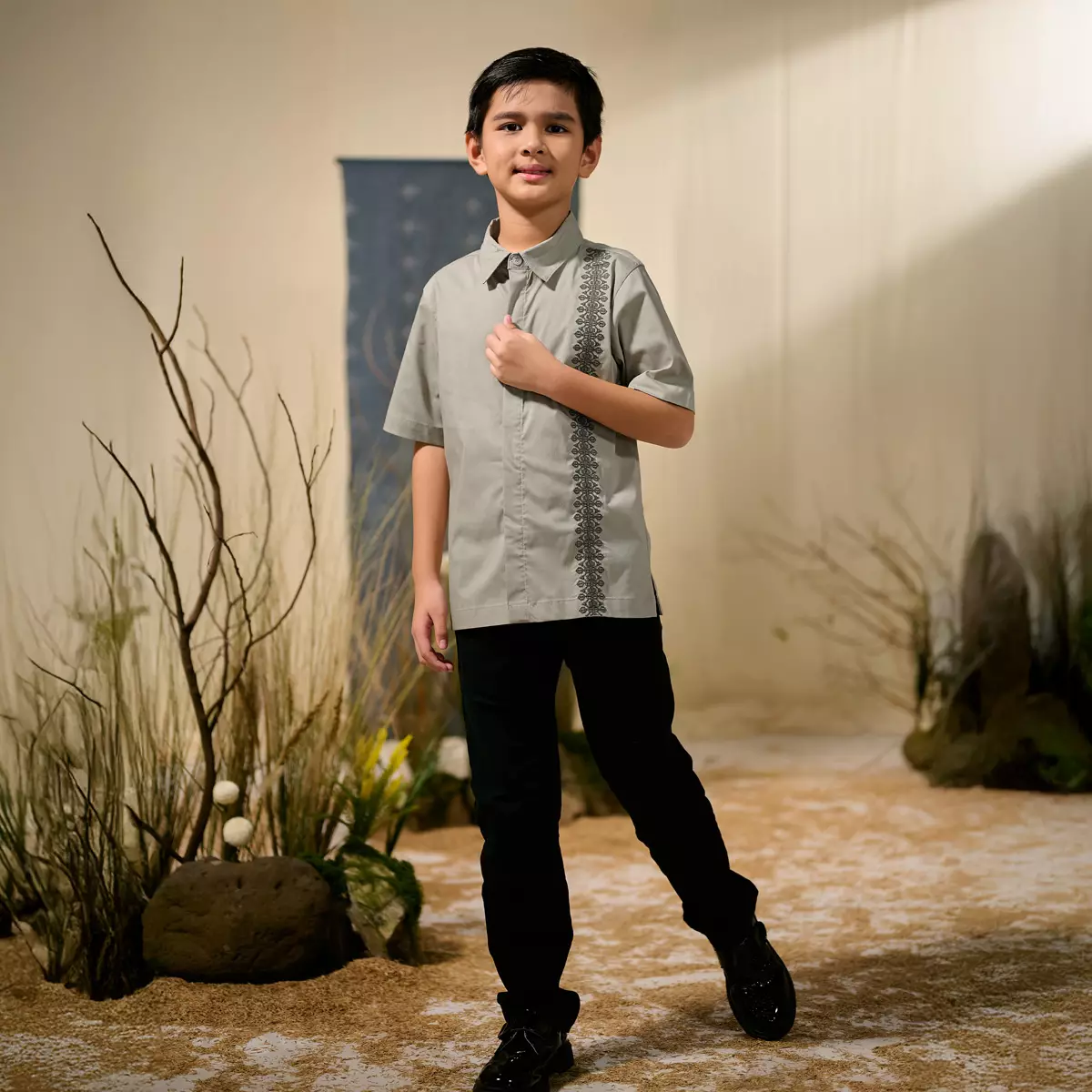 Jual ZM [Raya Collection] ZM Zaskia Mecca - Bakka Kemeja Anak Ash Brown ...