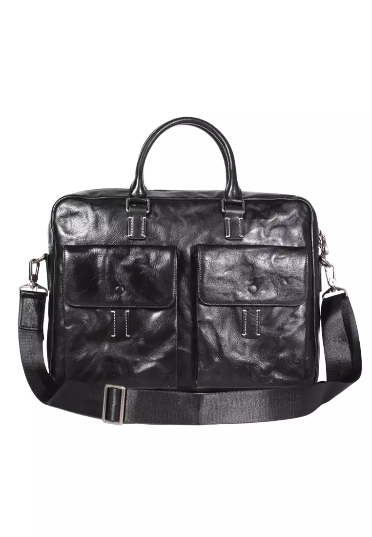 Buy Lara First Layer Cowhide Men's Tote Bag - Black Hand - grab Leather ...