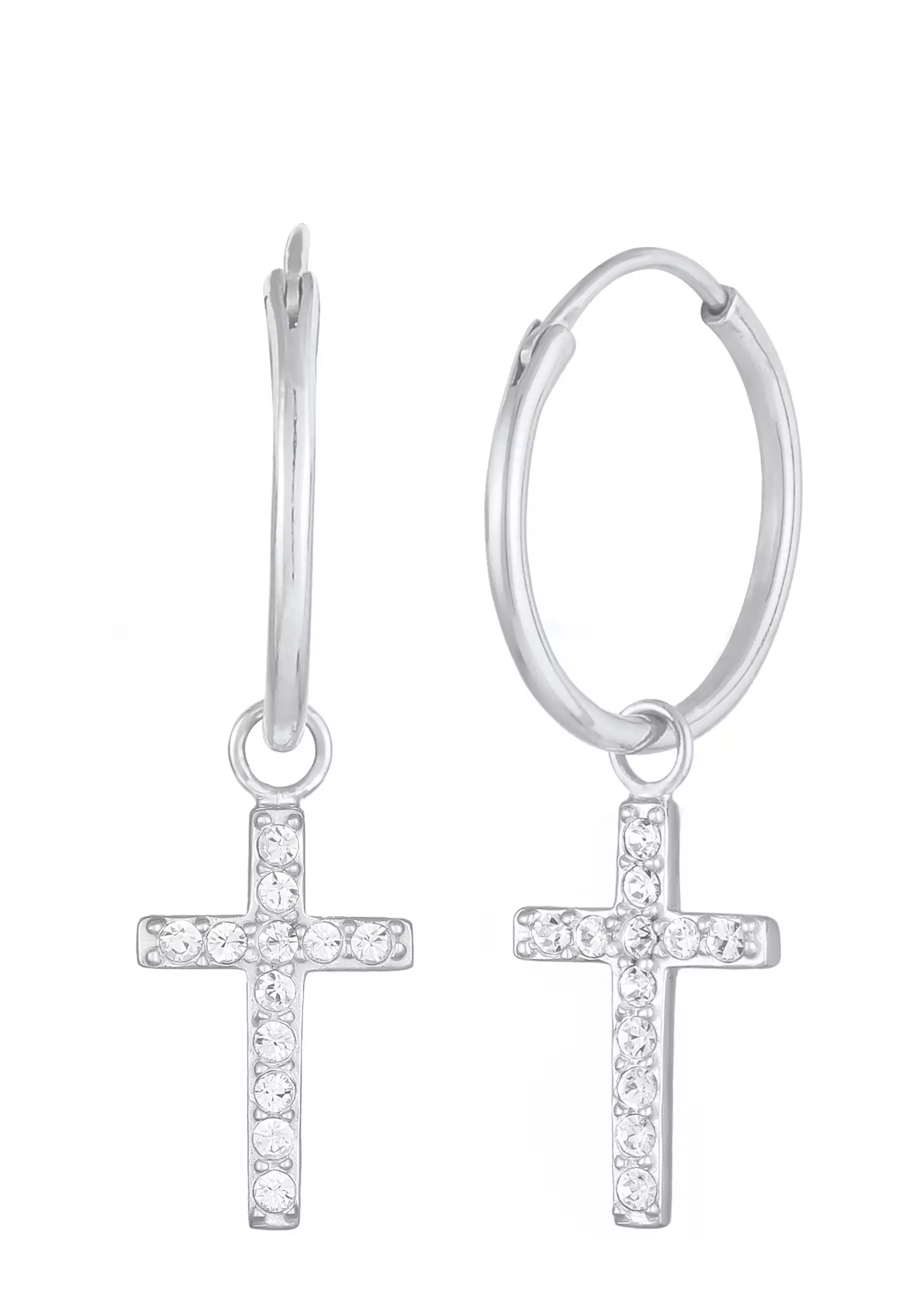 Buy ELLI GERMANY Swarovski® Crystal Cross Hoop Earrings – 925 Silver ...