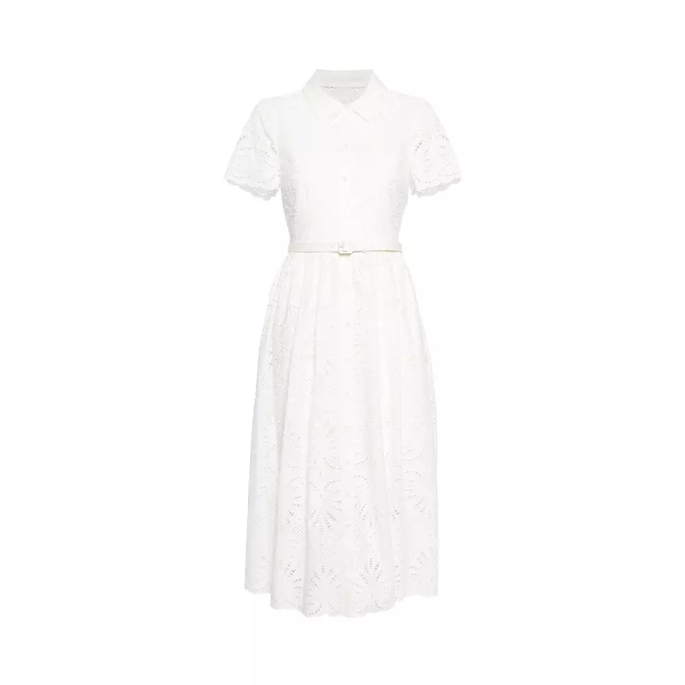 Jual Self-portrait Self Portrait Cotton Embroidery with Belt Midi Dress ...