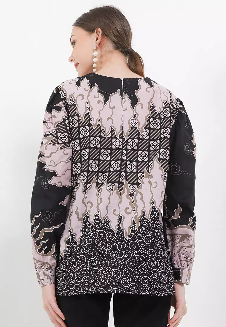 Jual Elshanum Batik Seroja Blouse Batik Premium Wanita Casual Modern ...