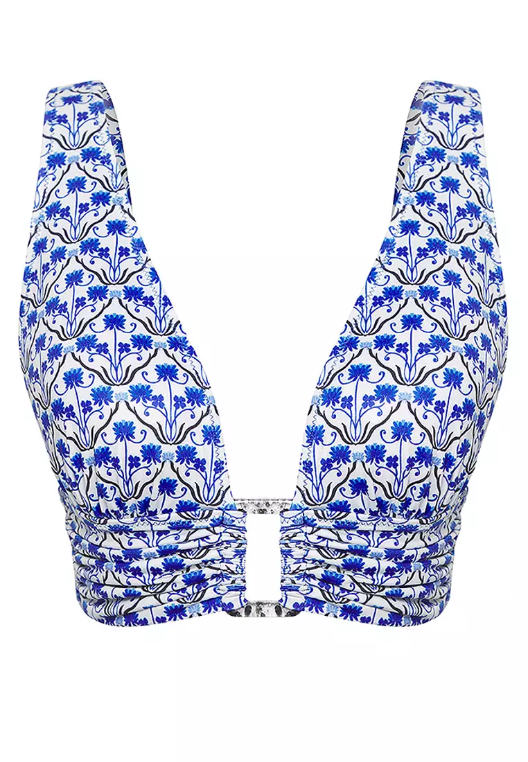 Buy Trendyol Floral Patterned Triangle Accessory Bikini Top 2025 Online ...