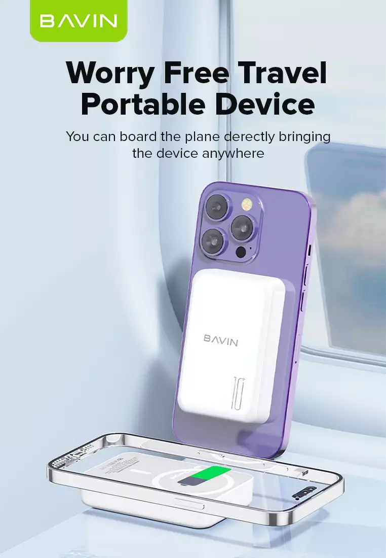 Buy BAVIN PC1016 10000mAh 15W Wireless Magnetic Charging Power Bank w/ 20W Wired Fast Charge ...