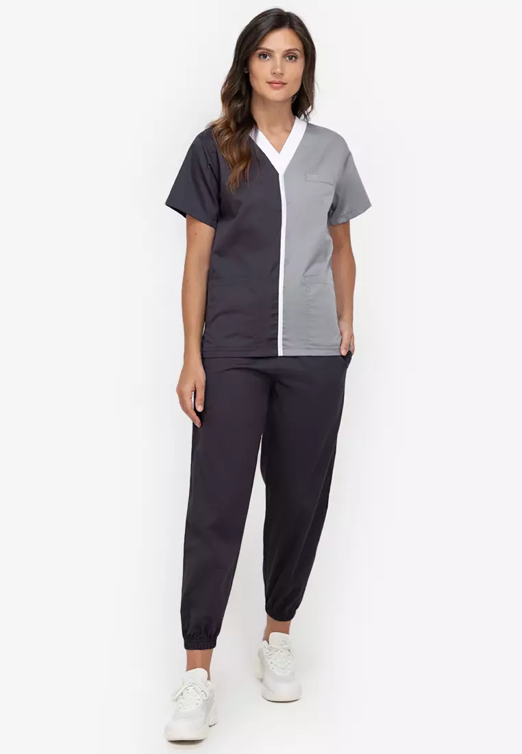 Buy Intal Garments Scrub Suits V Neck Center Vertical Line Design 2025