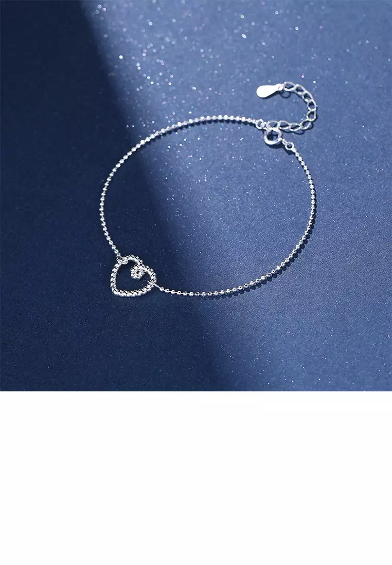 Buy SOEOES 925 Sterling Silver Simple and Fashion Hollow Twist Heart-shaped Bracelet Online ...