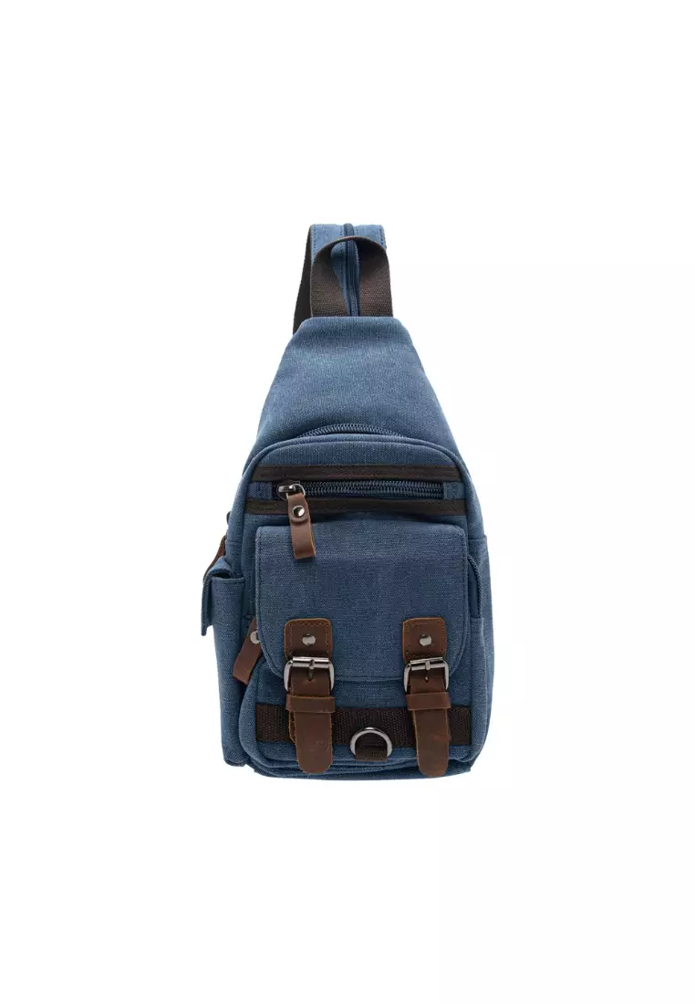Jack Studio Jack Studio Canvas Leather Casual Backpack Crossbody Chest ...