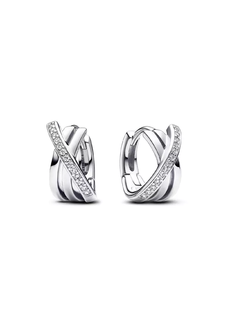 Buy PANDORA Pandora Crossover Pavé Hoop Earrings Online | ZALORA Malaysia