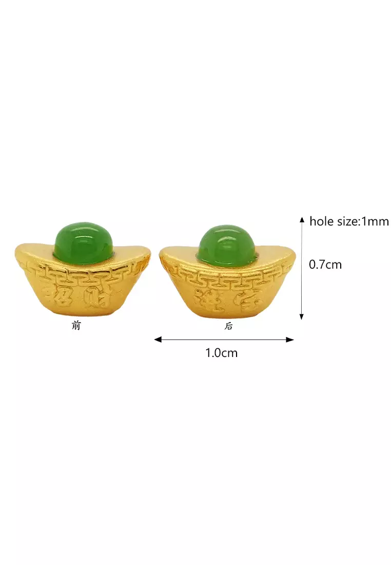 Buy LITZ LITZ 999 (24K) Gold and Jade Ingot Charm Online | ZALORA Malaysia