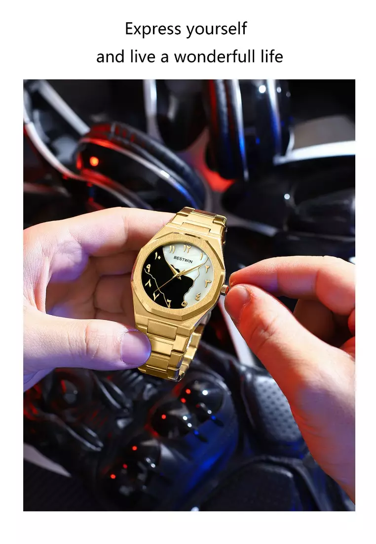 Buy OPCHIC Simple and Fashionable Trendy Steel Band Men's Quartz Watch ...