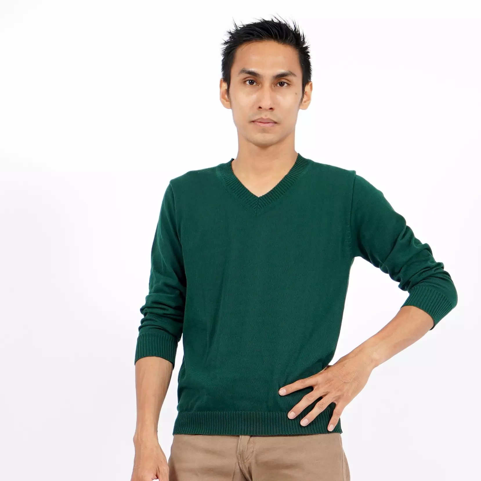 Jual Okechuku Vleur Sweater Rajut Pria Leher V Knit Outer Pria - HIJAU ...