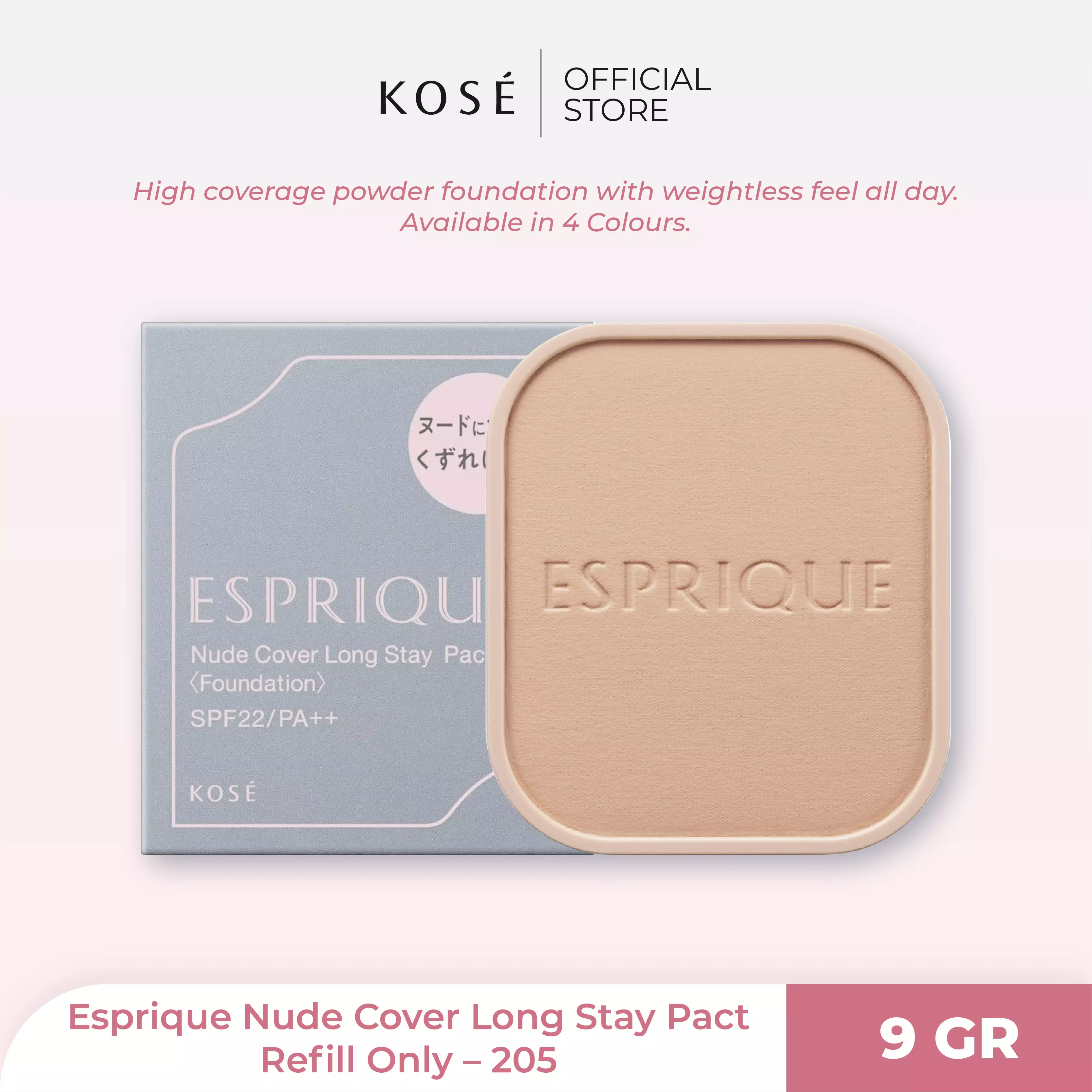 Jual KOSÉ KOSE Esprique Nude Cover Long Stay Pact 205 Refill Only - 9GR Original 2025 | ZALORA ...