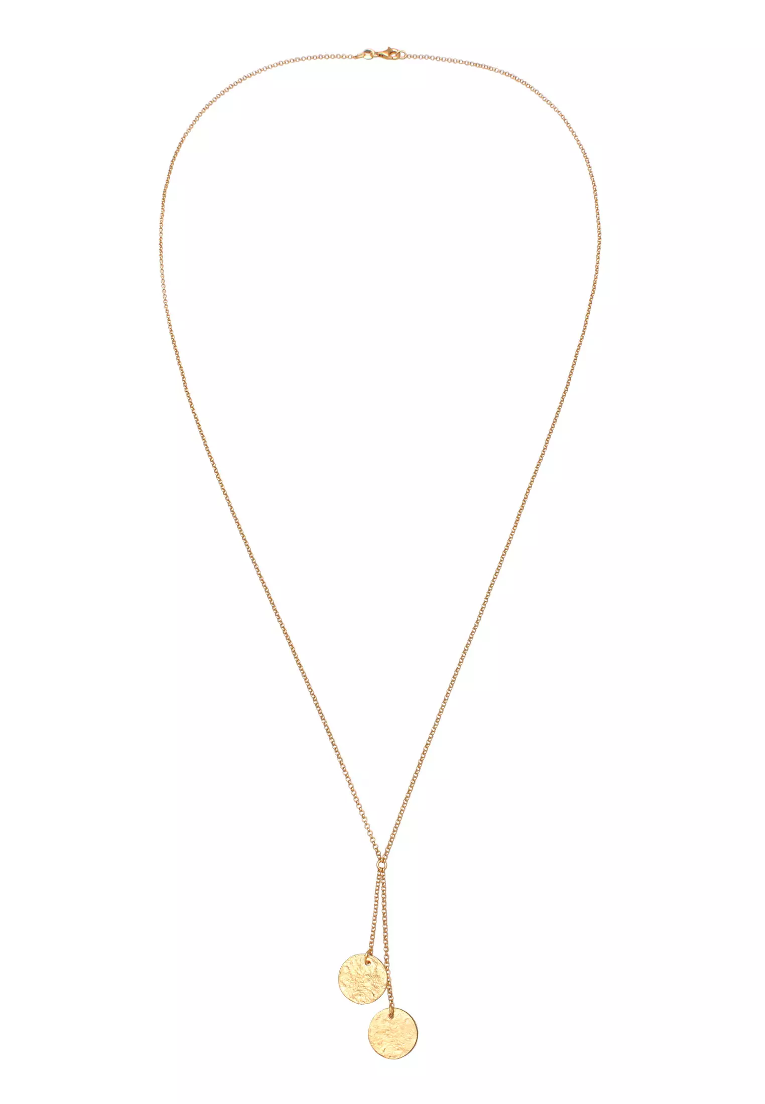 Buy ELLI GERMANY Hammered Coin Cascade Necklace – Gold-Plated Silver ...