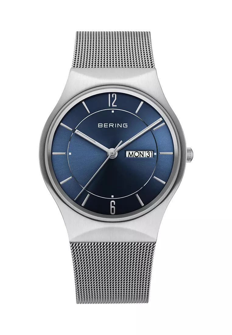 Buy Bering Time Men's Stainless Steel Mesh Bracelet and Blue Dial ...