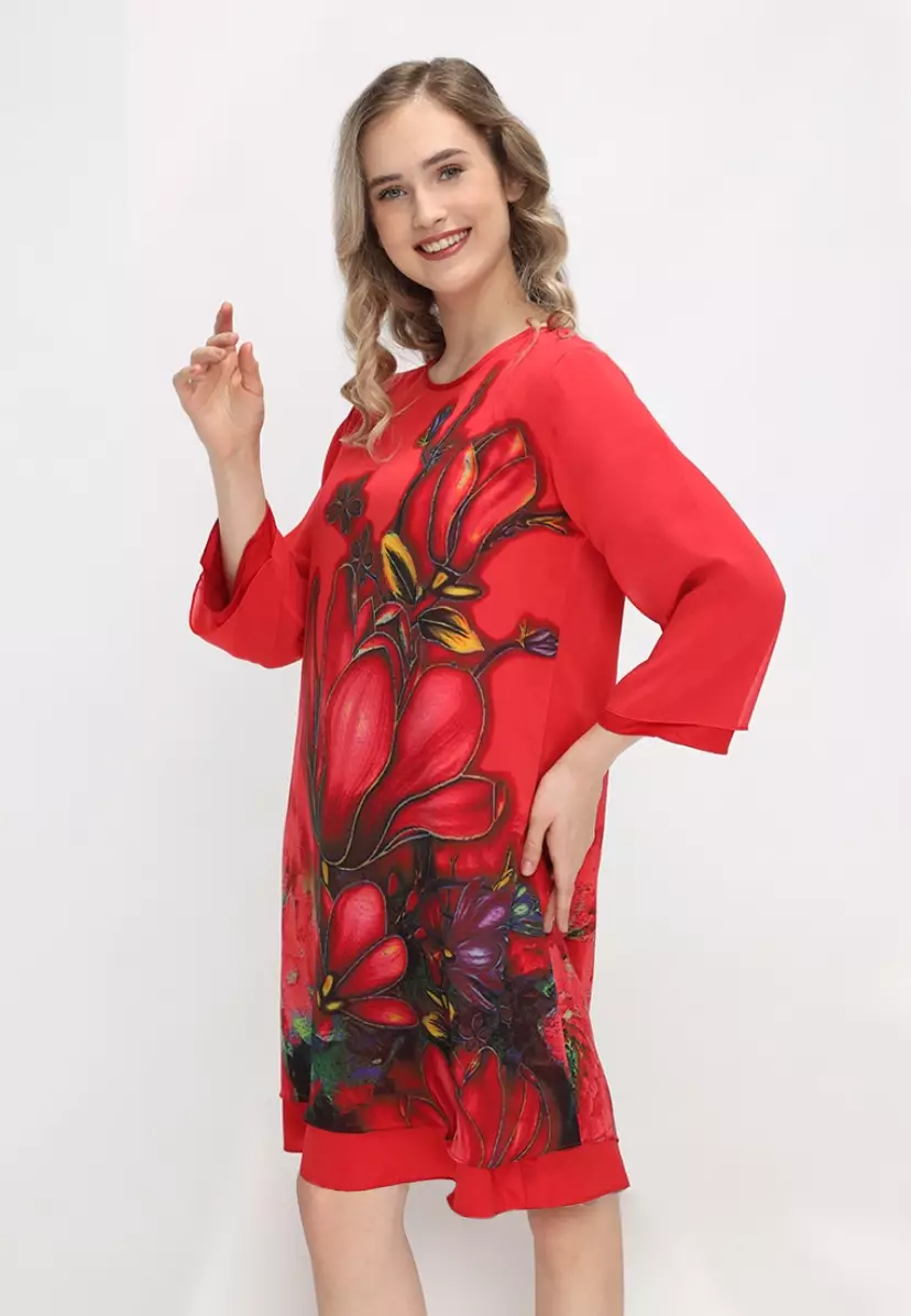 Jual Brilliant Girl Floral Mini Dress In Red By Brilliant Girl Warna ...