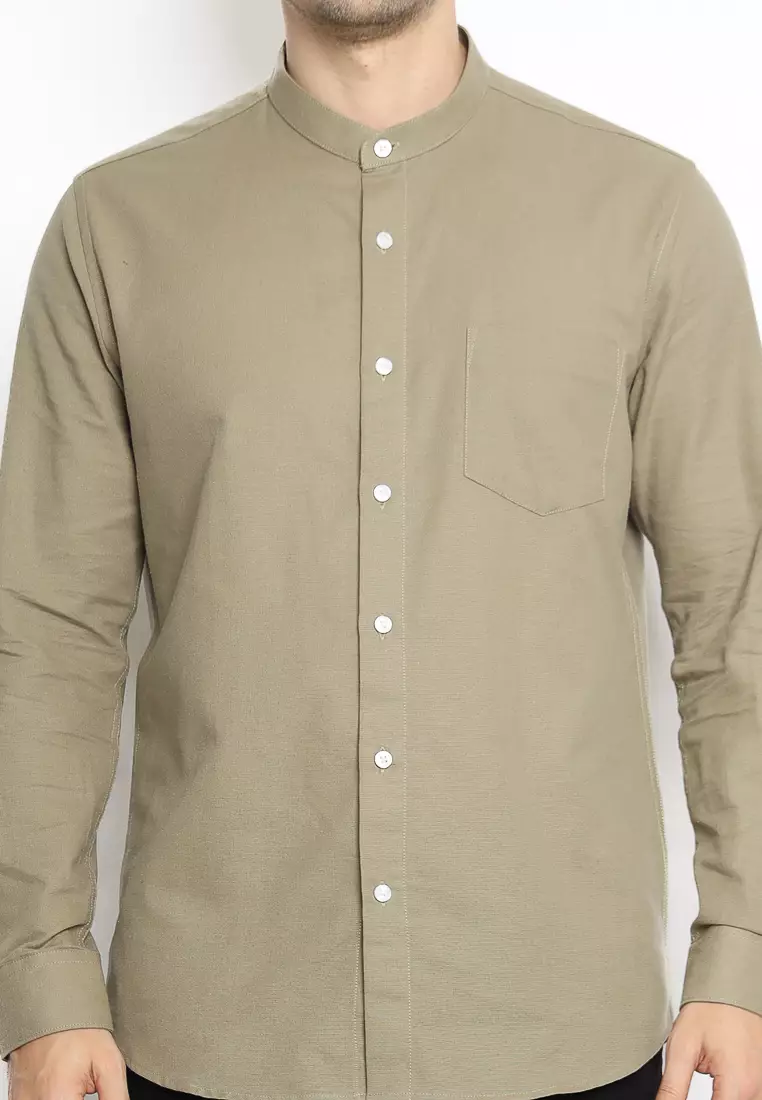 Jual Maginot MAGINOT Kemeja Pria KOKO Basic Polos Lengan Panjang OLIVE Original 2024 | ZALORA ...
