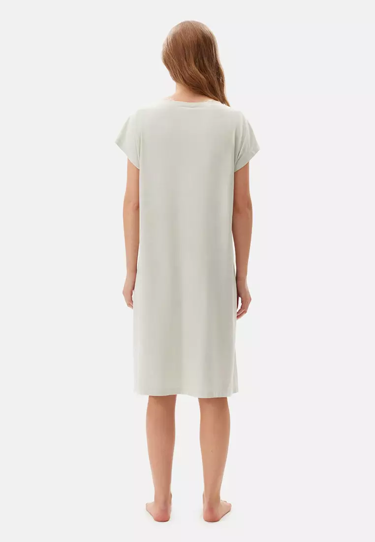 Buy DAGİ Sea Green Nightie, Boat Neck, Regular, Short Sleeve Sleepwear ...