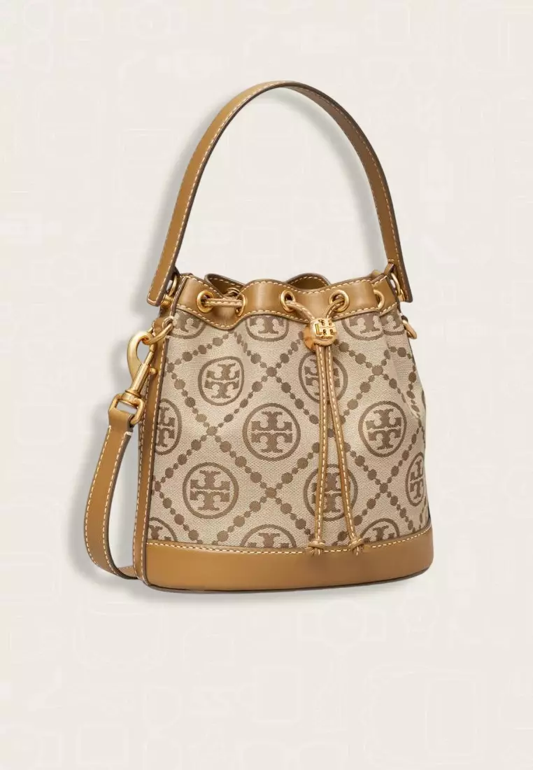 Jual TORY BURCH Tory Burch T Monogram Jacquard Bucket Bag Hazelnut Original 2025 | ZALORA ...