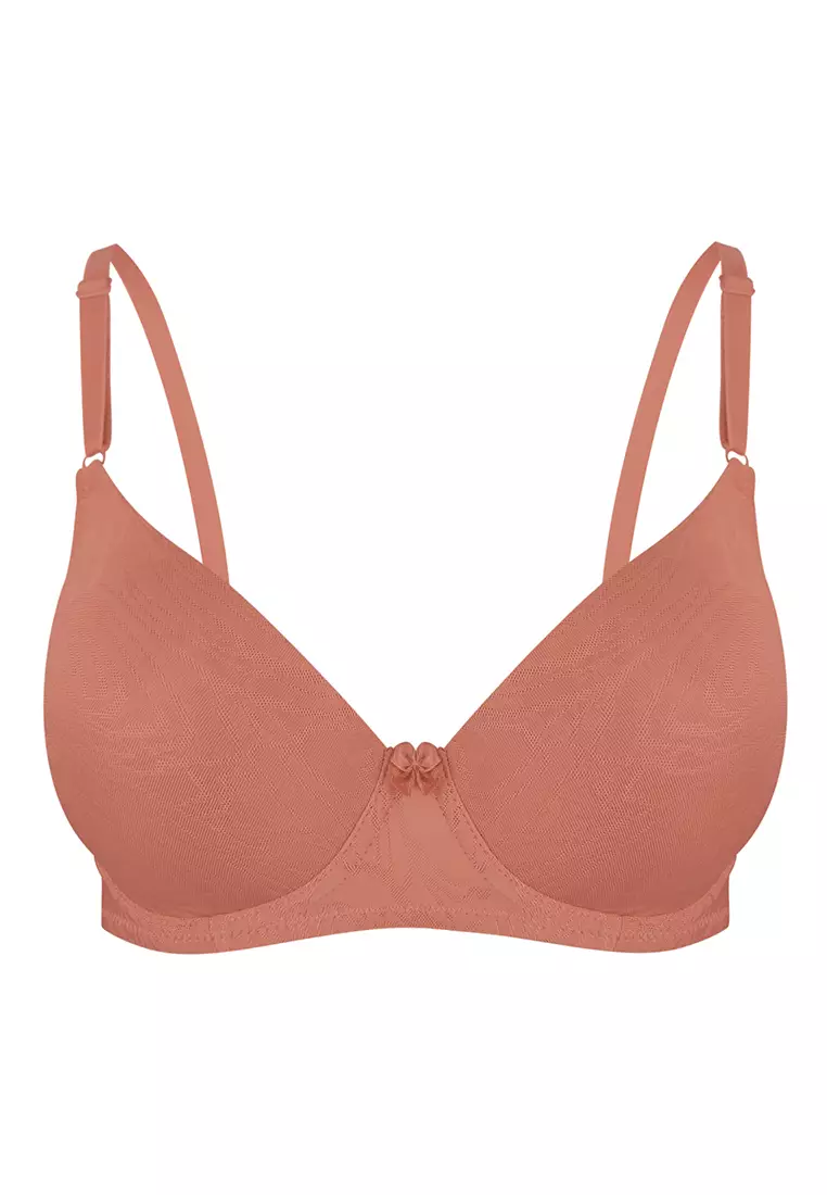 Buy BARBIZON Color Your Life Jacquard Rust Full Cup Bra With Underwire ...