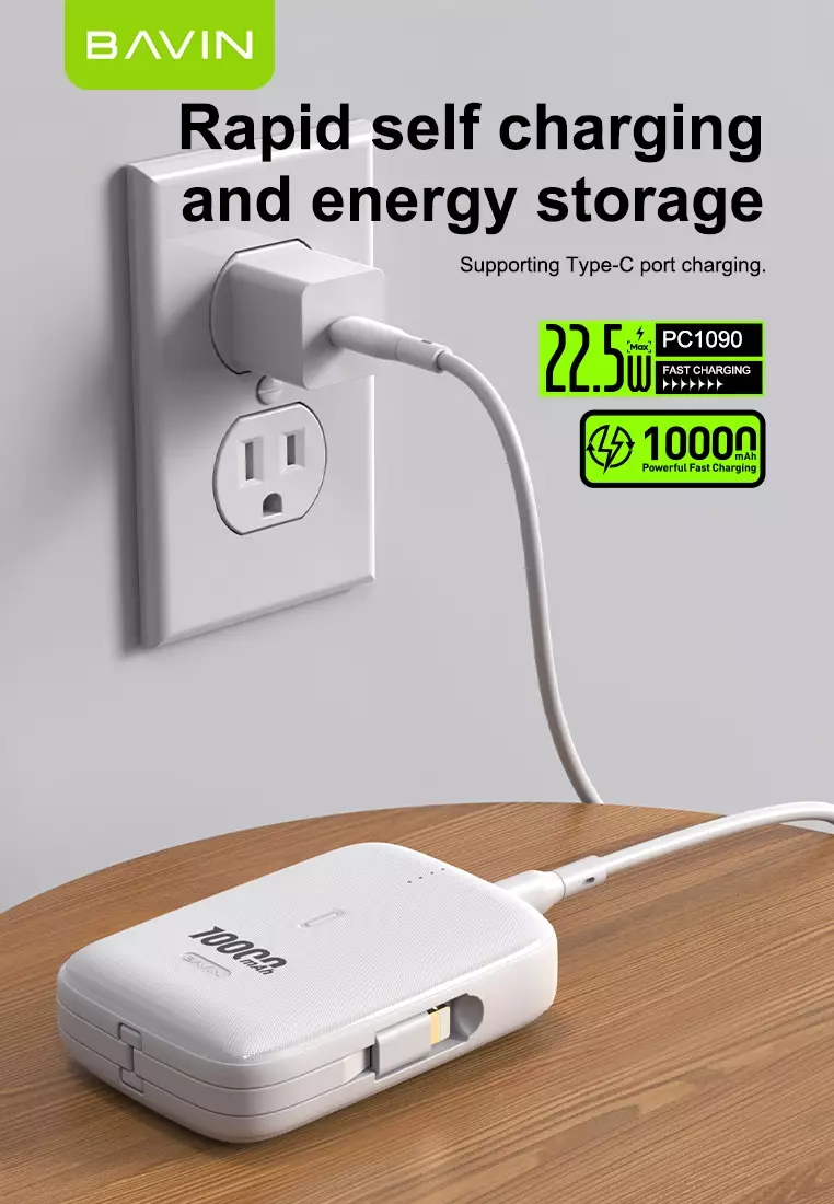 Buy BAVIN PC1090 10000mAh Mini Powerbank 22.5W USB + 20W USB-C In & Out w/ Bidirectional ...
