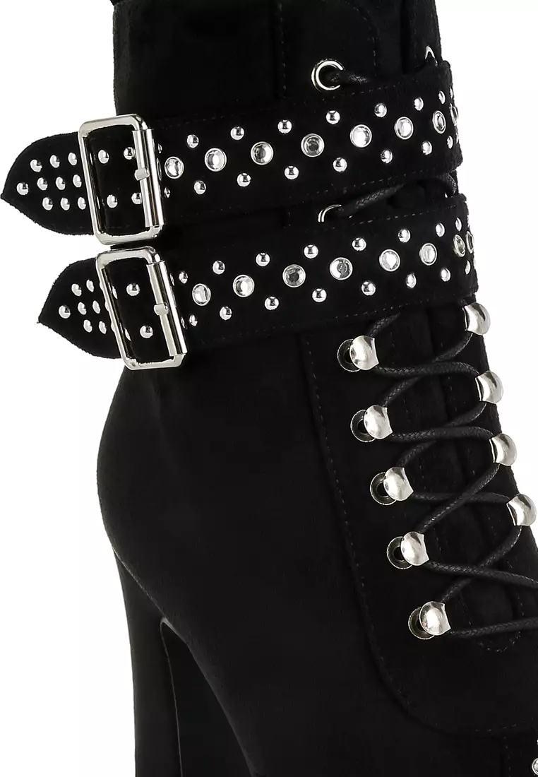 Buy London Rag Harness Detail Lace Up Boots in Black Online | ZALORA ...