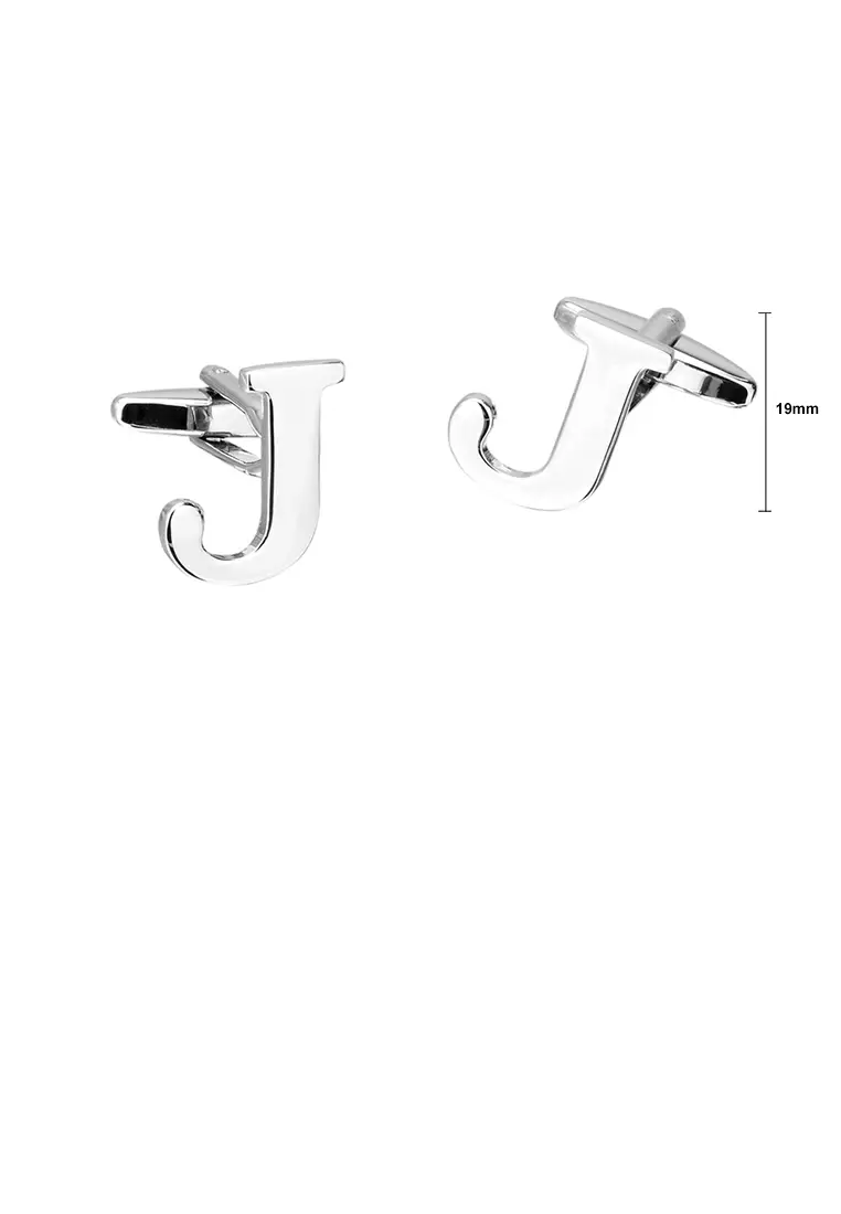 Buy SOEOES Simple Personality English Alphabet J Cufflinks Online ...