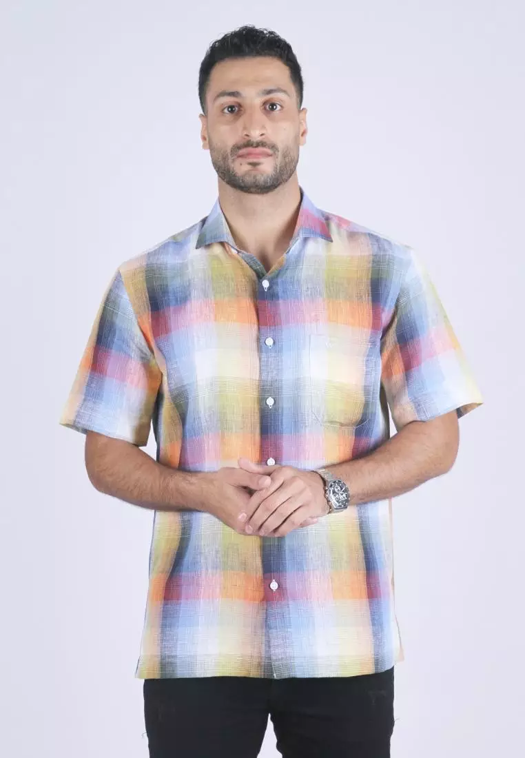 Jual Ethan White Kemeja Pria Lengan Pendek Ethan White Light Check ...