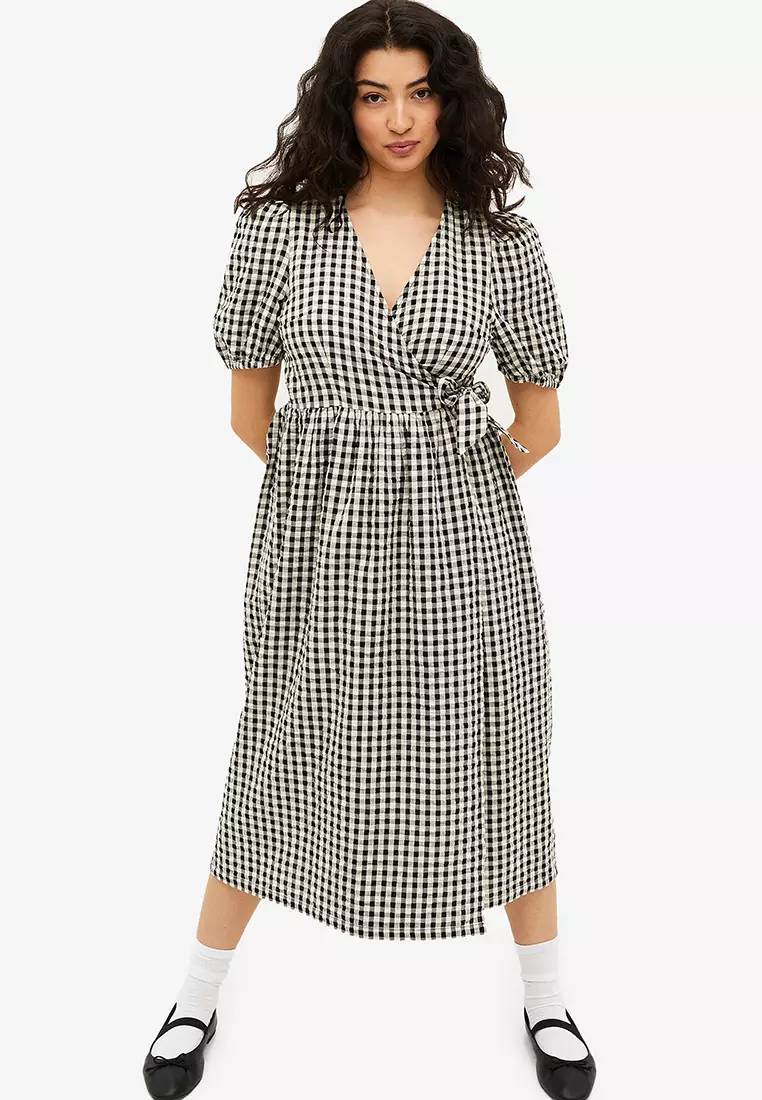 Buy Monki Seersucker Wrap Midi Dress 2024 Online Zalora