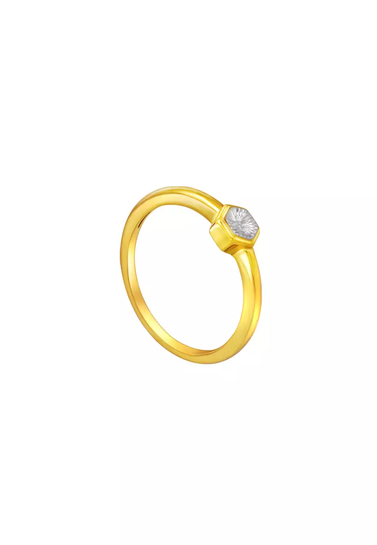 Buy TOMEI TOMEI Diamond Cut Collection Hexagon Ring, Yellow Gold 916 ...