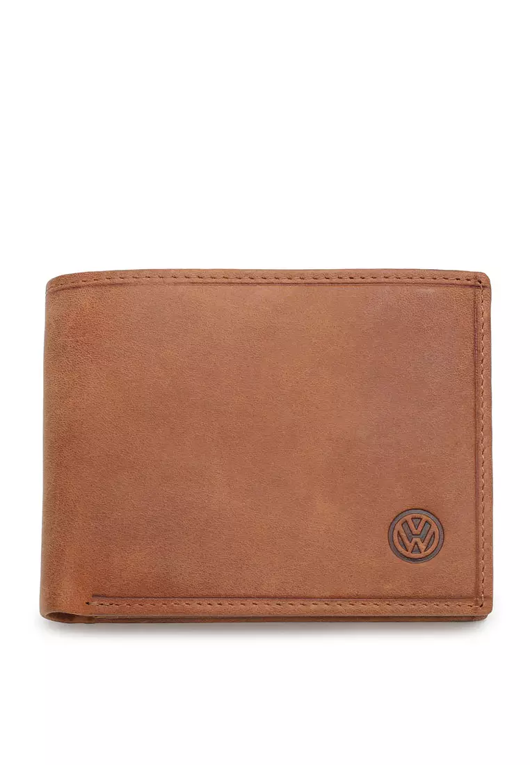 Buy Volkswagen Men's RFID Genuine Leather Bi Fold Center Flap Short ...