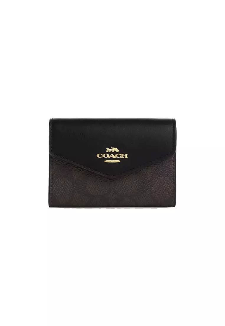 Buy COACH Flap Card Case In Signature Canvas Walnut/Black CZ272 2026 ...