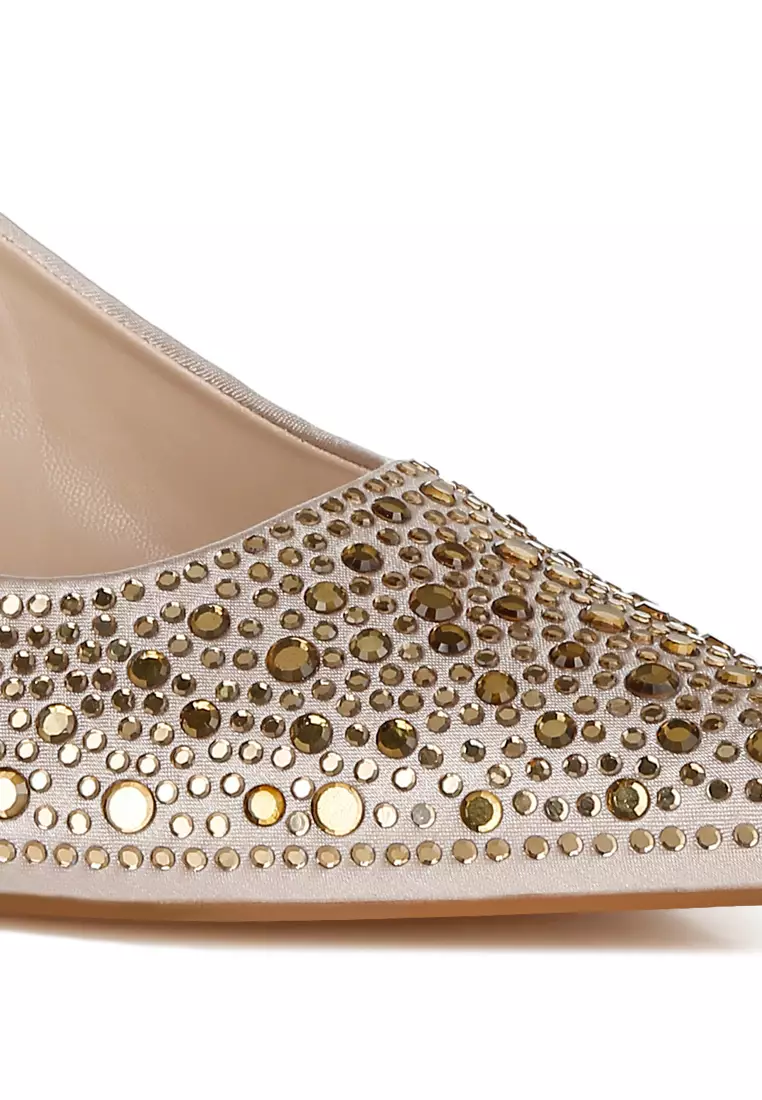 Buy London Rag Pointed Toe Rhinestone Slingbacks in Beige Online ...