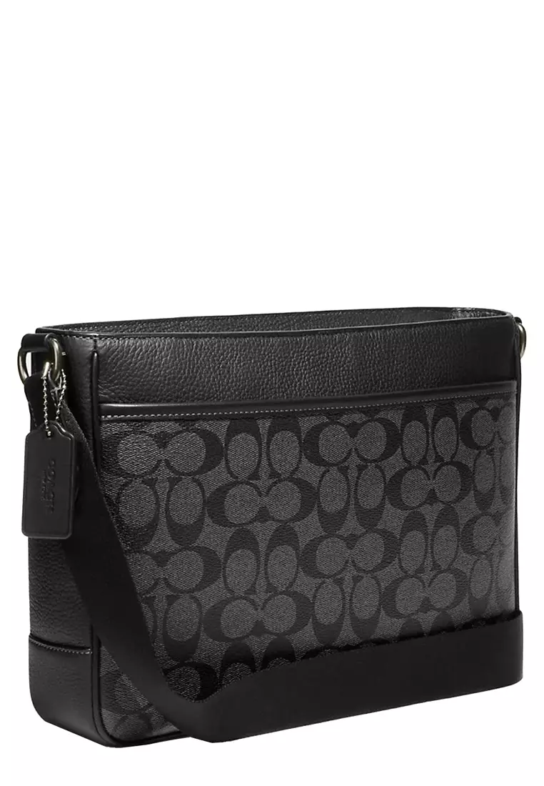 Buy COACH District Crossbody Bag In Signature Canvas in Charcoal/ Black ...