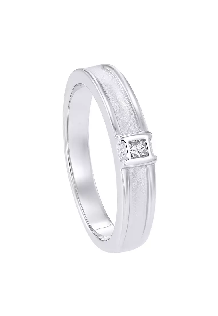 線上選購 HABIB HABIB Princess Cut Diamond Men's Ring in 925 Silver ...