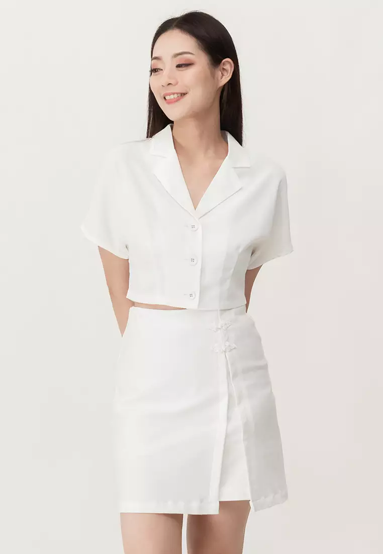 Buy Plain B. Plain B. Tailored High Waist CheongSam Knot Skirt Pants ...