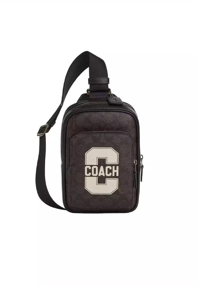 Buy Coach Racer Sling Pack With Varsity Graphic Walnut Multi CCE77 2026 ...