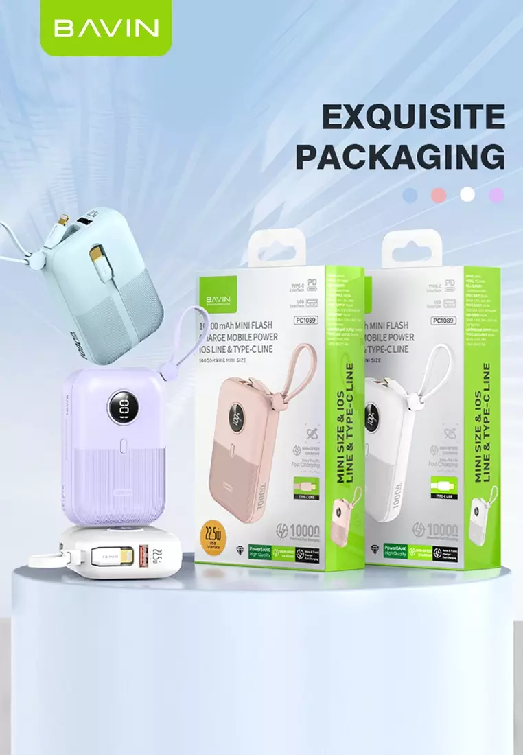 Buy BAVIN PC1089 10000mAh Mini Portable Powerbank 22.5W Fast Charging ...