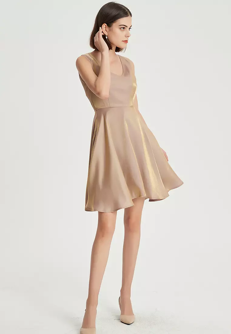 Buy Sunnydaysweety V-neck color-changing glazed satin evening party one ...