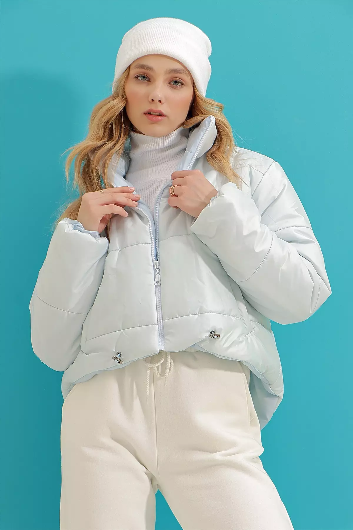 Buy Alacati Stand Collar Double Pocketed Inflatable Puffer Jacket 2025 ...