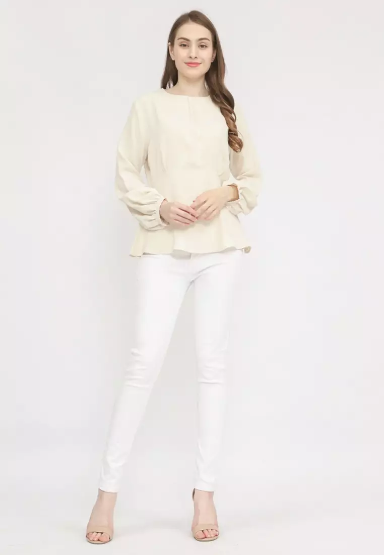 Jual Urban Exchange Urban Exchange Makayla Cream Blouse Original 2025 ...