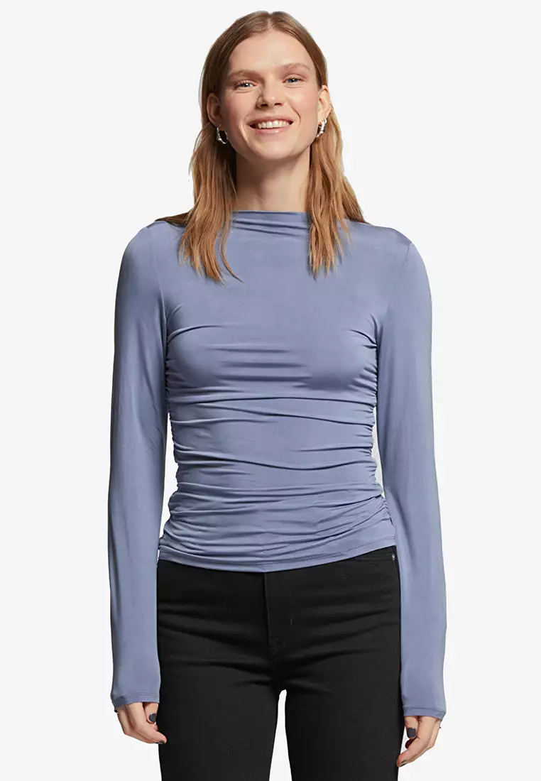 Buy And Other Stories Fitted Boat Neck Ruched Top Online Zalora Malaysia