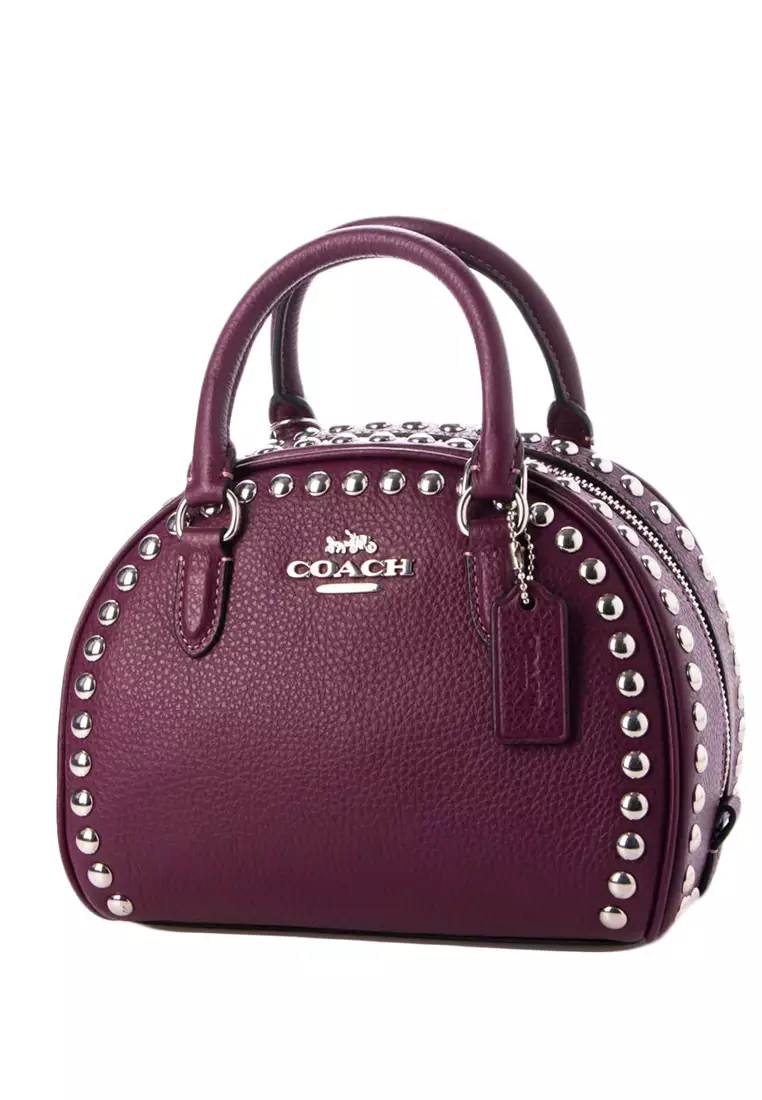 Buy Coach Sydney Satchel With Rivets - Deep Berry Online | ZALORA Malaysia
