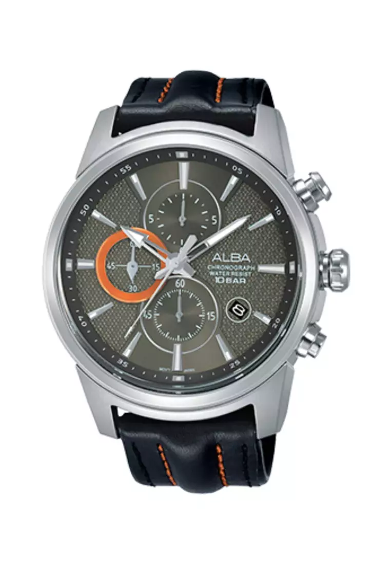 Jual Alba Jam Tangan Pria Analog Alba AM3457X1 Black Leather Original ...