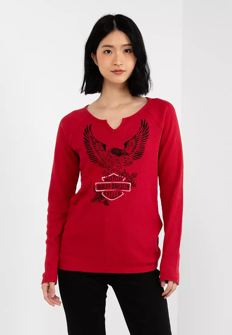 Buy Harley-Davidson Flying Eagle Long Sleeves Thermal Knit Tee Online | ZALORA Malaysia