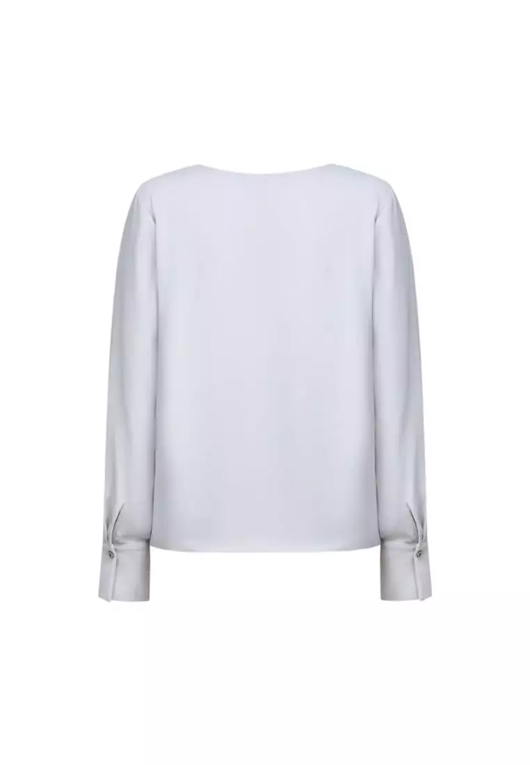 Buy G2000 Crepe Drapery Collarless Top 2025 Online | ZALORA