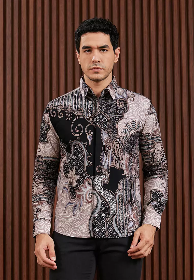 Jual Enzy Batik Kemeja Batik Pria Slimfit Airlangga - Black Original ...