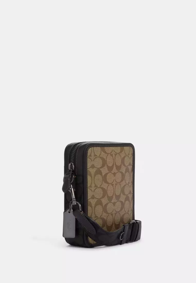 Jual Coach Coach Sullivan Crossbody In Blocked Signature Canvas Khaki ...